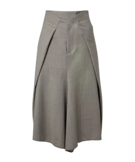 Victoria Beckham Asymmetric Virgin Wool Midi Skirt - Gray