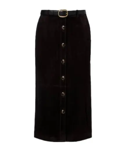 SELF-PORTRAIT Suede Midi Skirt