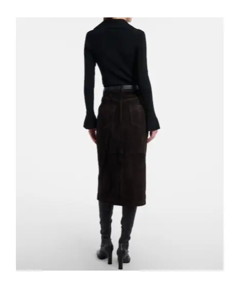 SELF-PORTRAIT Suede Midi Skirt