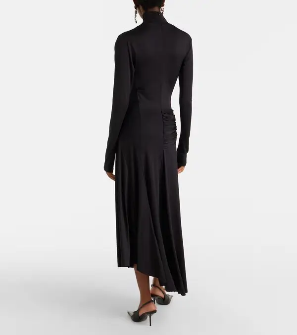 Victoria Beckham Long Sleeve Turtleneck Knotted Midi Dress