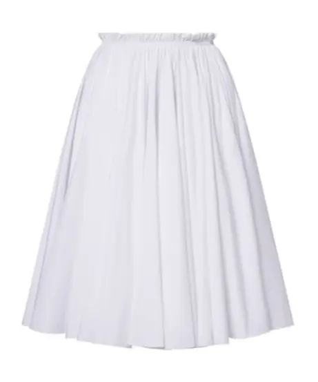 AMI Paris Corolla Gathered Cotton Midi Skirt - White