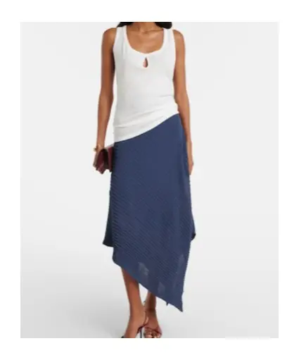 Victoria Beckham Draped Knitted Cotton-blend Midi Skirt - Black