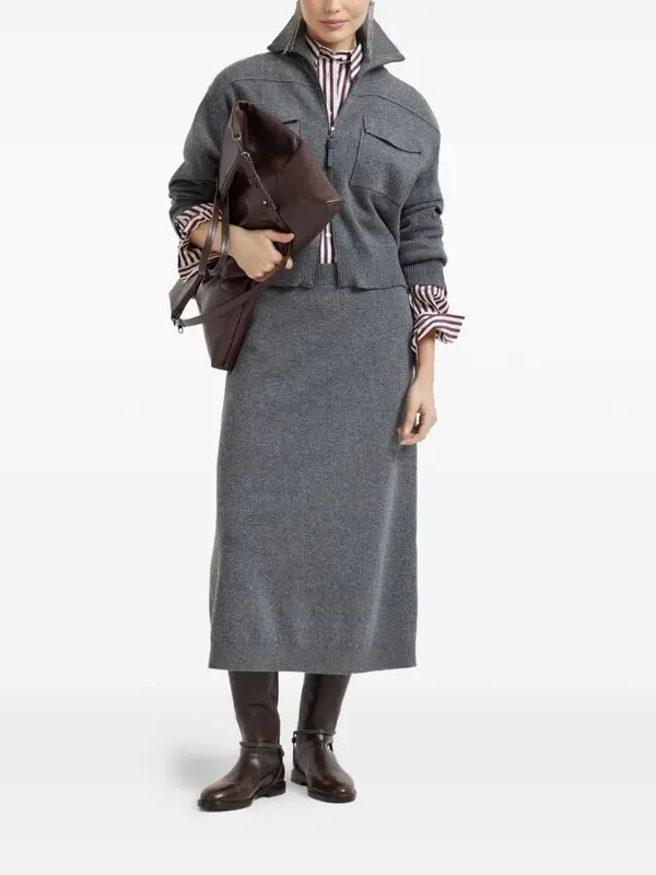 Brunello Cucinelli High Neck Zip-up Cardigan
