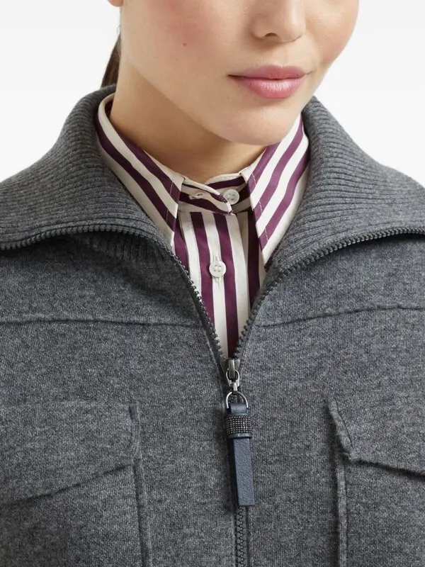Brunello Cucinelli High Neck Zip-up Cardigan