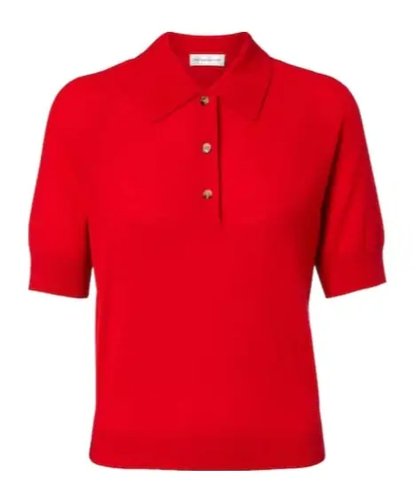 Victoria Beckham Short Sleeve Polo Shirt - Red