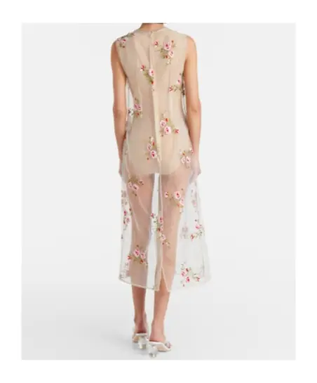 Simone Rocha Embroidered Sheer Organza Midi Dress