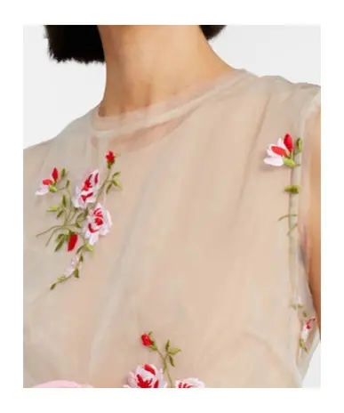 Simone Rocha Embroidered Sheer Organza Midi Dress
