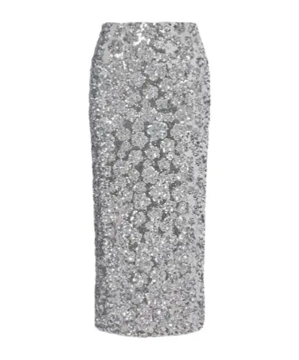 BLAZÉ MILANO Sequined Floral Motif Pencil Skirt - Gray