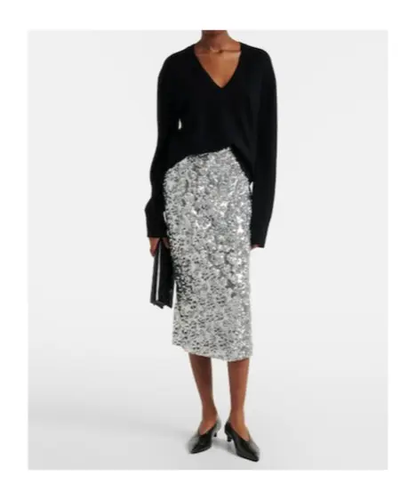 BLAZÉ MILANO Sequined Floral Motif Pencil Skirt