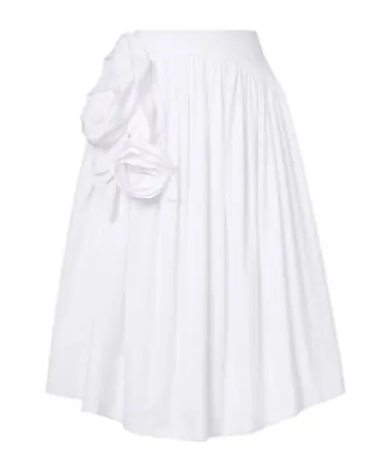 Simone Rocha Floral Appliqué Cotton Poplin Midi Skirt - White