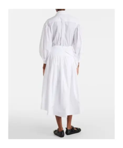 Simone Rocha Floral Appliqué Cotton Poplin Midi Skirt