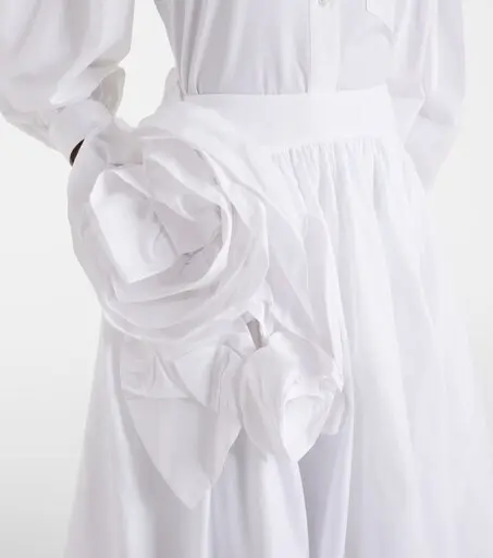 Simone Rocha Floral Appliqué Cotton Poplin Midi Skirt