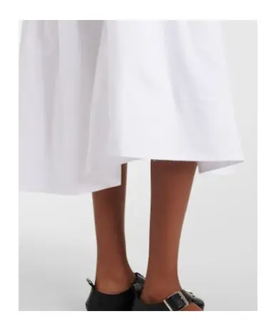 Simone Rocha Floral Appliqué Cotton Poplin Midi Skirt