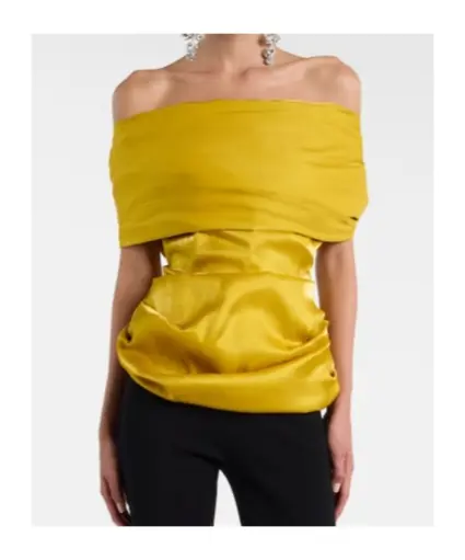 Magda Butrym Draped Off-shoulder Satin Top