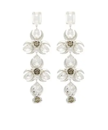 Magda Butrym Crystal-embellished Floral Drop Earrings - White