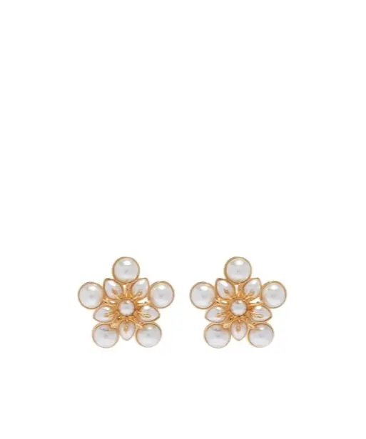Oscar De La Renta Large Faux Pearl Clip-on Earrings - Yellow