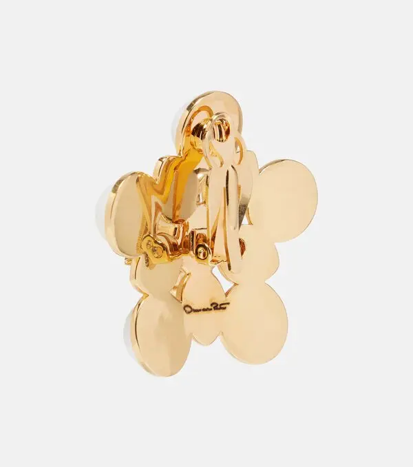 Oscar De La Renta Faux Pearl Flower Clip-on Earrings