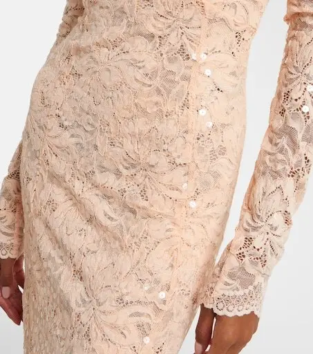 Rabanne Sequined Off-shoulder Lace Midi Dress