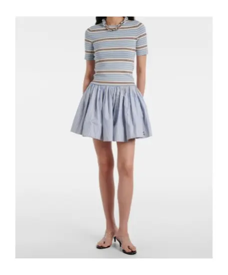 Rabanne Striped Cotton Miniskirt