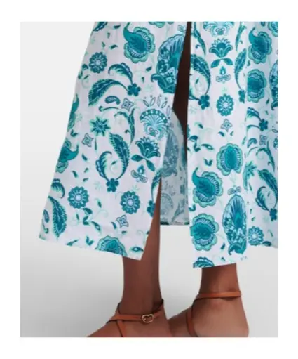 Heidi Klein Kos Paisley Shirred Linen Maxi Dress