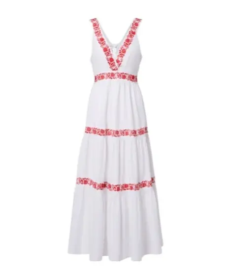 Heidi Klein Petalia Embroidered Cotton Maxi Dress - White