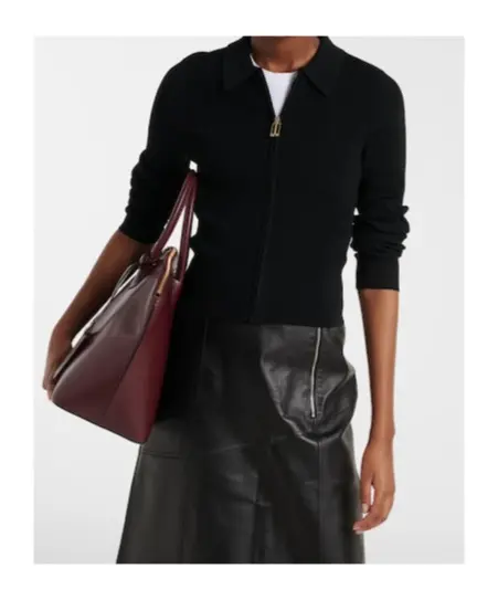 Victoria Beckham Ribbed-knit Zip-up Top