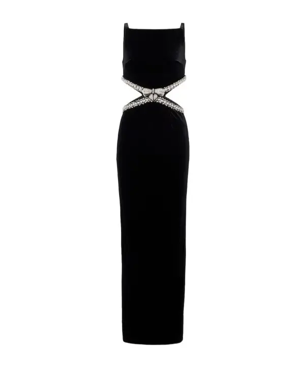 SELF-PORTRAIT Cutout Velvet Maxi Dress