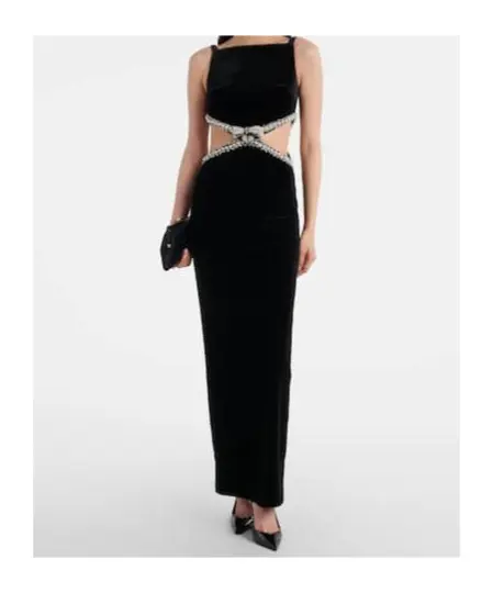 SELF-PORTRAIT Cutout Velvet Maxi Dress