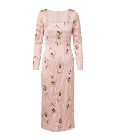EMILIA WICKSTEAD Renne Floral Satin Midi Dress - Nude