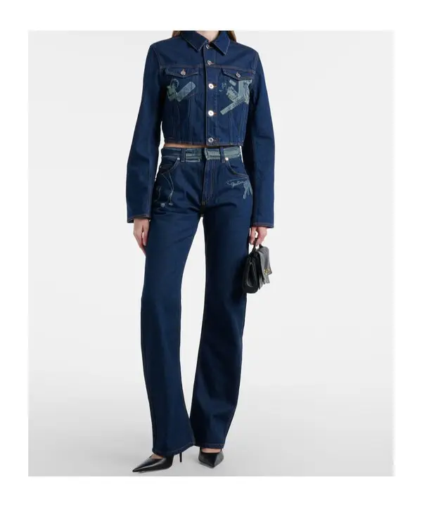 JEAN PAUL GAULTIER Button-down Cropped Denim Jacket