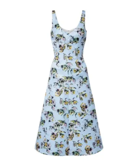 EMILIA WICKSTEAD Abella Floral Satin Cocktail Dress - Blue