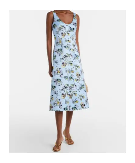 EMILIA WICKSTEAD Abella Floral Satin Cocktail Dress - Blue