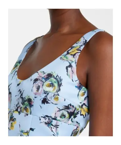 EMILIA WICKSTEAD Abella Floral Satin Cocktail Dress - Blue