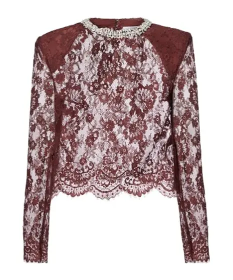 SELF-PORTRAIT Embellished Lace Top