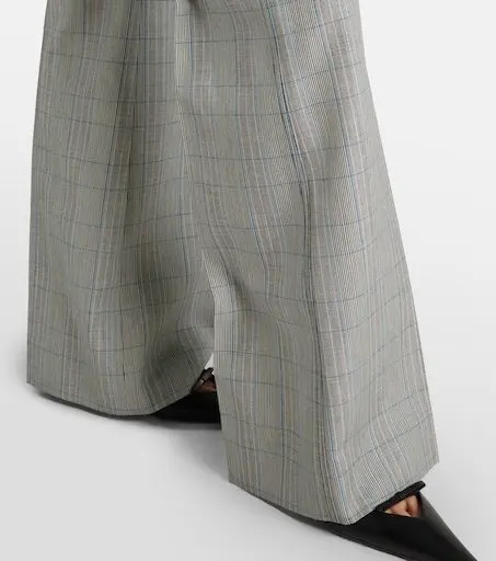 Victoria Beckham Checked Virgin Wool Straight Pants
