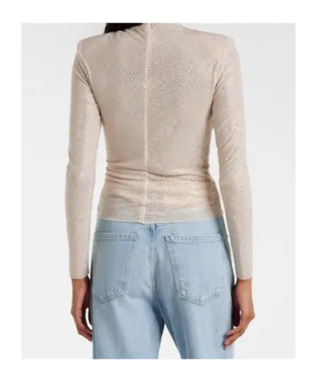 SELF-PORTRAIT Gathered Rhinestone Top