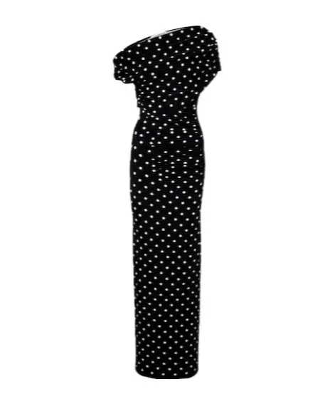 SELF-PORTRAIT Polka-dot Asymmetric Maxi Dress