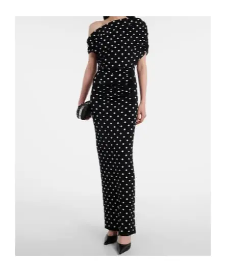 SELF-PORTRAIT Polka-dot Asymmetric Maxi Dress