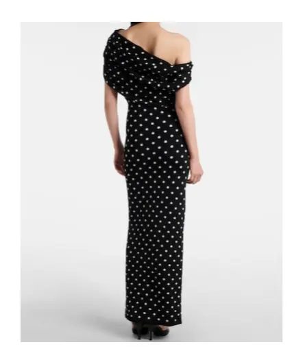 SELF-PORTRAIT Polka-dot Asymmetric Maxi Dress