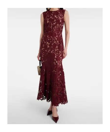SELF-PORTRAIT Floral Lace Midi Dress