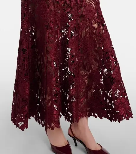 SELF-PORTRAIT Floral Lace Midi Dress