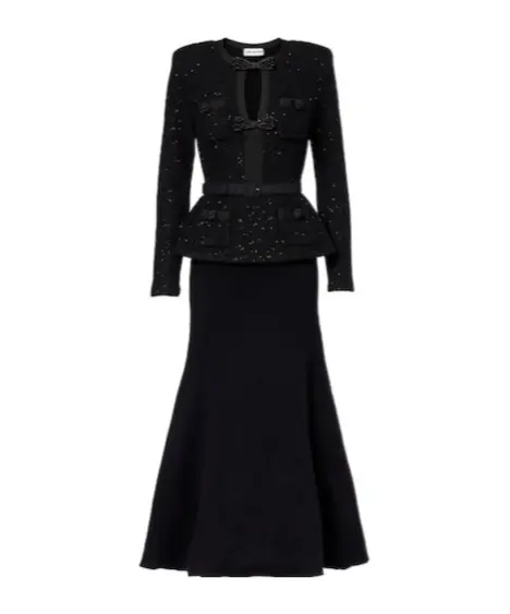 SELF-PORTRAIT Sequined Peplum Maxi Dress