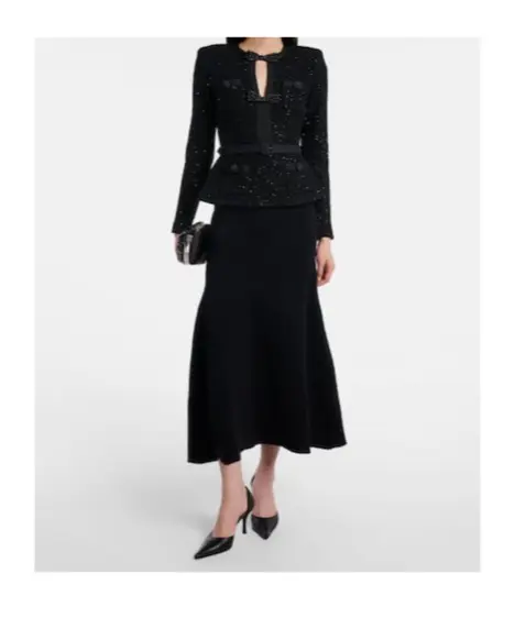 SELF-PORTRAIT Sequined Peplum Maxi Dress