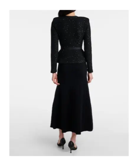 SELF-PORTRAIT Sequined Peplum Maxi Dress