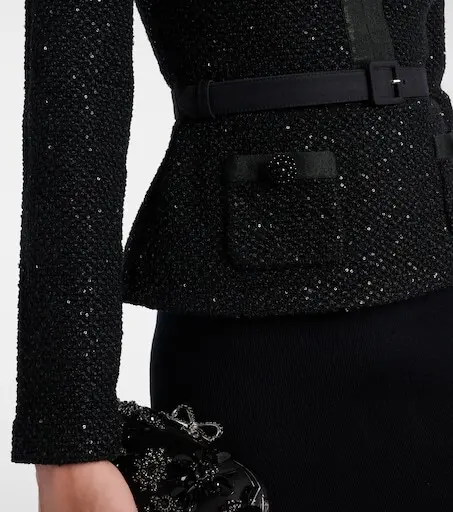 SELF-PORTRAIT Sequined Peplum Maxi Dress