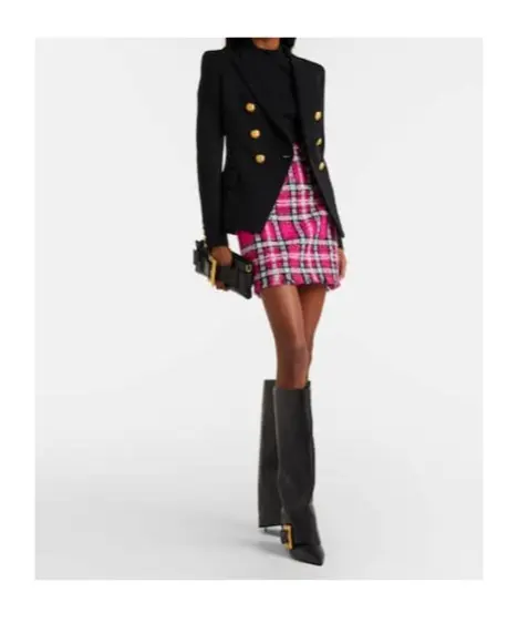 Balmain Checked Cotton And Wool-blend Tweed Miniskirt