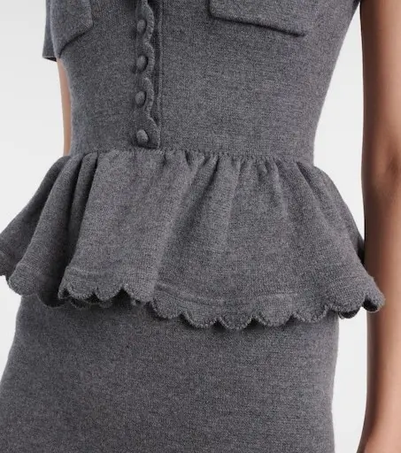 SELF-PORTRAIT Scalloped Peplum Midi Dress