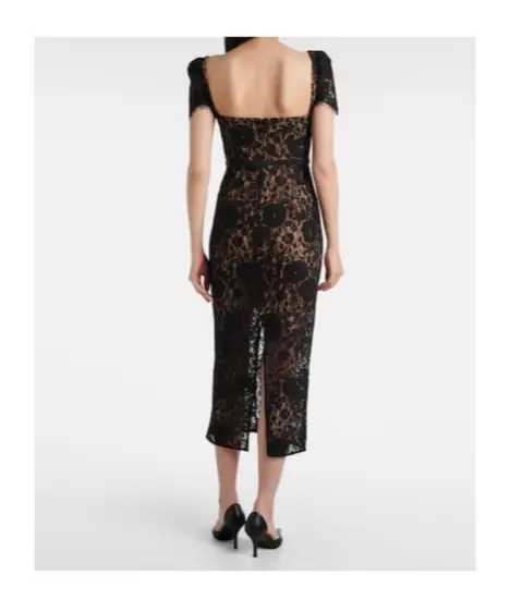 SELF-PORTRAIT Embellished Cotton-blend Lace Midi Dress