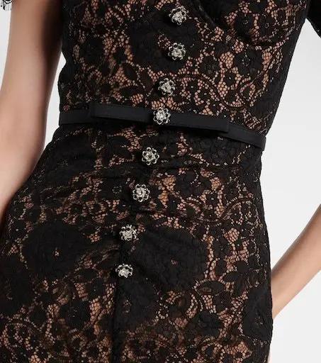 SELF-PORTRAIT Embellished Cotton-blend Lace Midi Dress