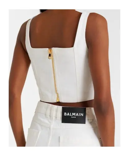 Balmain Denim Crop Top